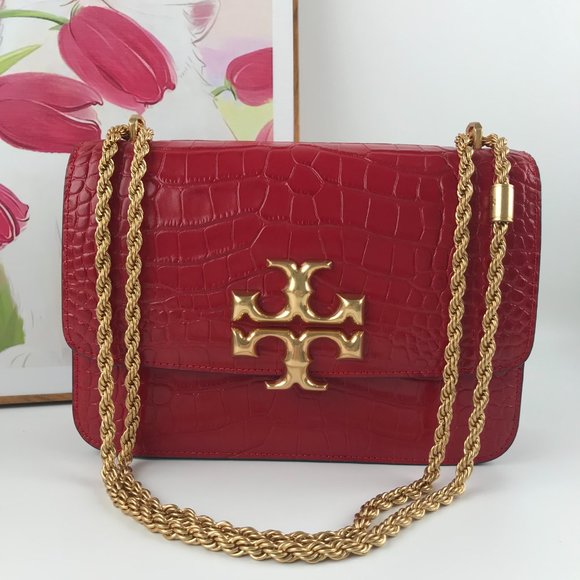 Tory Burch | Bags | Red Tory Burch Eleanor Crocodile Shoulder Bag ...